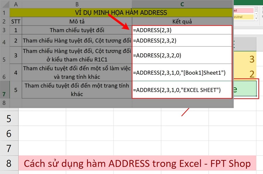 Cách sử dụng hàm address trong Excel tiện lợi cho tác vụ văn phòng